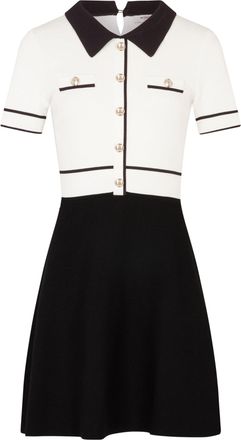 Morgan Kurzes, gestricktes A-Linien-Kleid Off White/Schwarz S