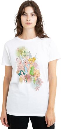 Disney Fairies Tinker Bell and Periwinkle Close to Nature Ladies T Shirt, White, Large