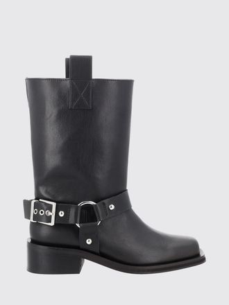 Ganni Bottes de motard mi-mollet en cuir recycl&eacute; avec bout carr&eacute;