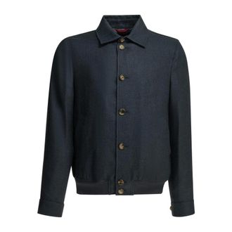 Brunello Cucinelli Texturierte Bomberjacke mit Knopfleiste - - Jackets - Herren - Blau - L