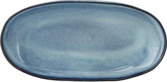 Bloomingville Serviertablett Sandrine, blau, Keramik, 12,5 x 23,5 x 3 cm