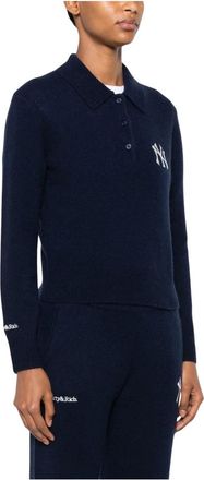 Sporty & Rich Homme, Pulls, Bleu, Taille: XS Heritage Yankees Serif Cashmere Polo