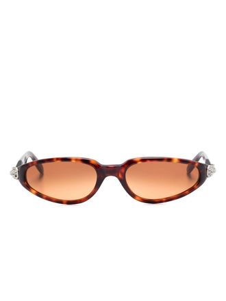 Gianfranco Ferre lunettes de soleil à monture ovale - Marron