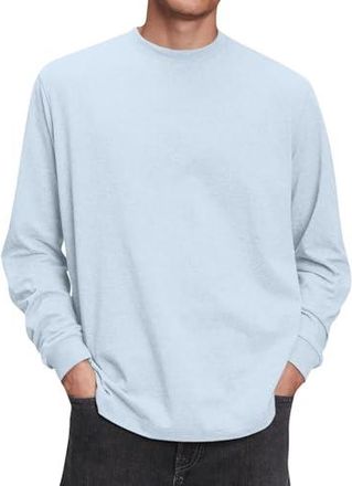 Generic T-shirt &agrave; manches longues pour homme - T-shirt ample &agrave; col rond - L&eacute;ger et respirant - Extensible - Grande taille - Couleur unie - T-shirt d&eacute;contract&eacute;