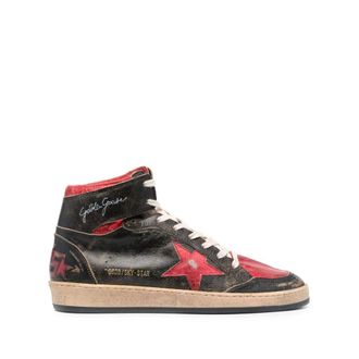 Golden Goose Homme, Chaussures, Multicolore, Taille: 36 EU Baskets en Cuir Noir/Rouge Vieilli