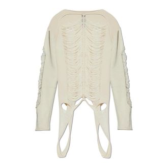 Rick Owens Homme, Pulls, Beige, Taille: M Pull en laine LS