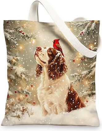 Generic Sac fourre-tout en toile pour le shopping 33 x 38 cm, sac fourre-tout r&eacute;utilisable en tissu &agrave; bandouli&egrave;re pour femme, peinture danimaux domestiques, d