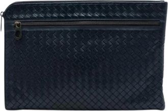 Bottega Veneta Pre-owned Woven Nappa Clutch - Femme - Pre-owned - Bleu - Taille: ONE Size