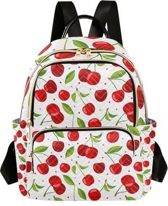 Mnsruu Mini sac à dos pour femme Rouge cerise Berry Blanc Petit sac à dos tendance Sac à dos décontracté Sac à dos Sac à dos, Multi1209, M