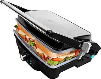 Cecotec RocknGrill 1500 Stone Ceramic Mix&Grill, 1500 W, Grill, B&uuml;geleisen und Sandwicher, Keramikbeschichtung, Gemischte Oberfl&auml;che, &Ouml;ffnung 180 Grad, Fettau