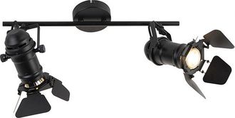 QAZQA Movie - Spot plafond, plafonnier - 2 lumière - h 280 mm - Noir - Rustique - éclairage intérieur - Salon i Chambre i Cuisine i Salle à manger - Qazqa