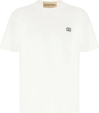 Valentino Garavani Homme, Tops, Blanc, Taille: M Vlogo Patch T-Shirt