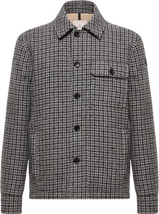 Moncler Moncler Norfol Wool Blend Down Shirt Jacket, Men, Gray, Size: 0