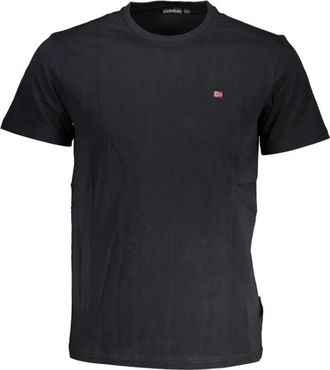 Napapijri Schwarzes Baumwoll Herren T-Shirt - - Tops - Herren - Schwarzk - L