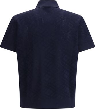 Burberry Check Wool Openwork Polo - Blue