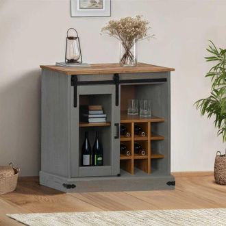 vidaXL Vidaxl - Buffet halden porte coulissante gris 80x40x80 cm bois massif