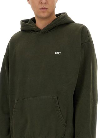 Obey Logo Cotton Sweatshirt - Black