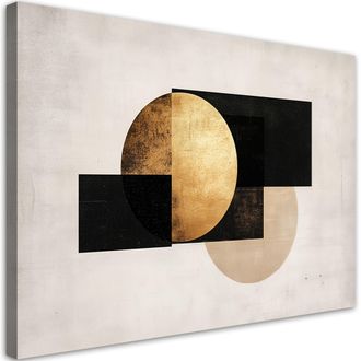 Feeby Leinwand Bilder - Geometrische Abstrakt Grau-Gold - Canvas 120x80 cm - Deko Wohnzimmer - Wandbilder Schlafzimmer - Deko Aesthetic - Wand Deko - Leinwa