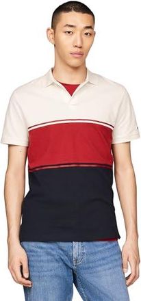 Tommy Hilfiger Polo Manches Courtes Homme Colourblock Regular Fit, Rouge (Dark Magma), XXL