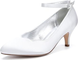Generic Chaussures De Mariage Escarpins Femme Mariée Bout Pointu Chaussures À Talons Mariage Cérémonie Fête Cocktail 6Cm,Ivoire,36 EU