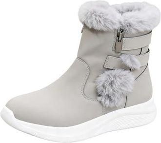 Generic Bottes dHiver Pour Femmes Elegant Plates Doublure Peluche Chaude Bottes De Neige Fermeture &Eacute;clair Semelle Antid&eacute;rapant L&eacute;g&egrave;res Confortables Tendance C