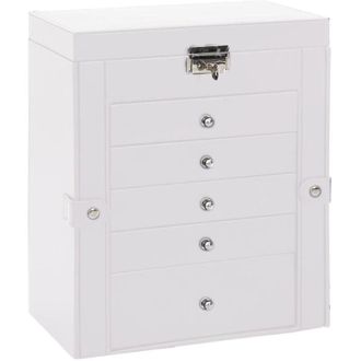 vidaXL Bo&icirc;te &agrave; bijoux 6 niveaux avec miroir verrouillable blanc Vidaxl