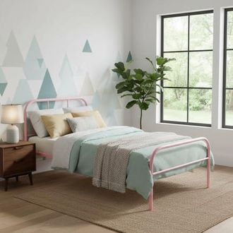 Furniture R Bettgestell f&uuml;r Einzelbett, aus Metall, Farbiger Bettrahmen mit Lattenrost und Kopfteil, Bett f&uuml;r Schlafzimmer, Junior, geeignet f&uuml;r 190 x 90 cm, Matr