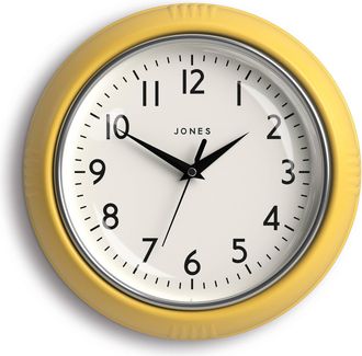 Jones Clocks Ketchup wanduhr | Runde Retro Diner Uhr | 25cm | Gelb | Ideal für küche, Wohnzimmer, büro oder Schlafzimmer | Leicht ablesbare Zahlen
