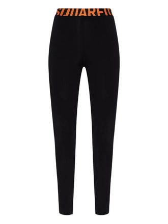 Dsquared2 legging en coton à taille logo - Noir