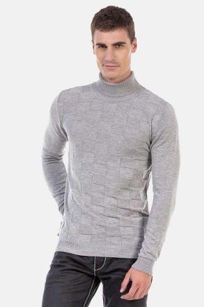 Cipo & Baxx Rollkragenpullover Pullover (1-tlg) mit kariertem Strickmuster, CP241