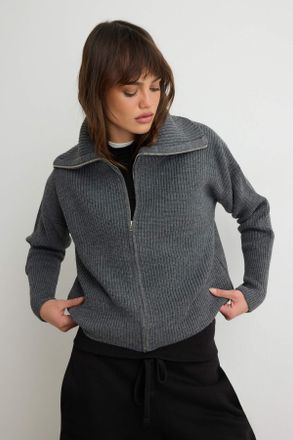 Trendyol Damen langer Oversize-Cardigan - Grau