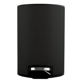 Spirella Poubelle à pédale Inox RIKU - Design Moderne et Élégant - Seau Intérieur Amovible en Plastique Recyclé - Socle Antidérapant - Noir Mat - 5L