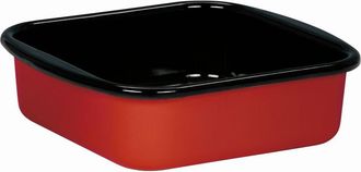 Riess 0432-020, Bratrohrpfanne mini 22/22, CLASSIC - COLOR ROT, Maße 22 x 22 cm, Höhe 7.5 cm, Emaille, rot/schwarz, Bräter, Auflaufform, Induktion