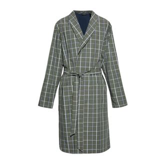 Hanro Robe en coton &agrave; col ch&acirc;le Nuit et Jour - Homme - V&ecirc;tements de nuit et de d&eacute;tente - Vert - Taille: M