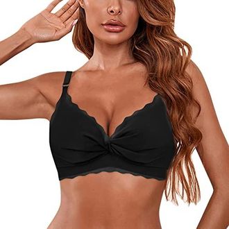 Generic Soutien-gorge push-up sexy sans anneau en acier pour femme, petite poitrine r&eacute;glable 2026, Noir, 105C