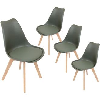 Altobuy Altobuy - medaline - Lot de 4 Chaises Scandinaves Kaki