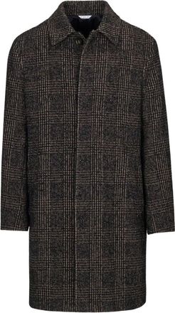 Manuel Ritz Manteau &agrave; carreaux Prince de Galles - Homme - Manteaux - Brun - Taille: L