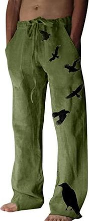 Generic Pantalon en Lin pour Homme De Loisirs Fluide Pants De Plage D&eacute;t&eacute; Coton Et Lin L&eacute;ger Respirant Jogging Sport Pantalons Taille Elastique Grande Taille D