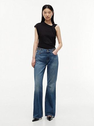 Tommy Hilfiger Jean &eacute;vas&eacute; &agrave; mors et drapeau taille mi-haute