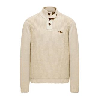 Aeronautica Knopf-Pullover mit hohem Kragen - - Knitwear - Herren - Beige - M