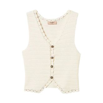 Twinset Femme, Pulls, Beige, Taille: 40 FR Gilet en maille avec d&eacute;tails crochet&eacute;s