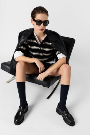 Gerard Darel Polo ray&eacute; &agrave; manches courtes - LEILA - Noir