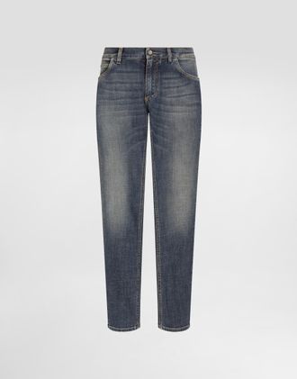 Dolce & Gabbana Jeans Regular Stretch Blau Gewaschen - Mann Jeans Mehrfarbig Baumwolle 48