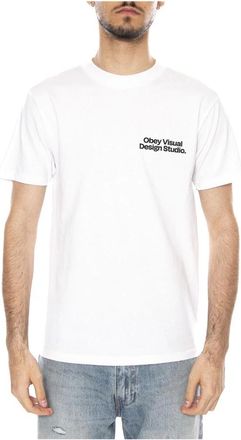 Obey Homme, Tops, Blanc, Taille: M T-shirt Graphique Studio de Design Visuel