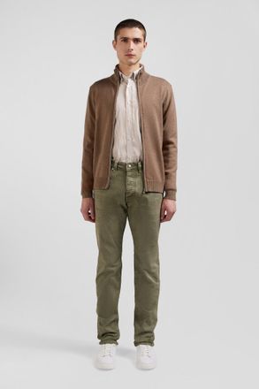 Eden Park Cardigan Zipp&eacute; En Laine Et Coton Uni Camel