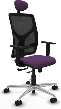 Piqueras y Crespo B&uuml;rostuhl mit hoher R&uuml;ckenlehne, mit 1D-Armlehnen, h&ouml;henverstellbare Lendenwirbelst&uuml;tze und festes Kopfteil, ausgestattet mit Syncro/Traslack und Schn