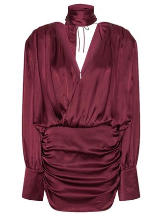 Rotate ls Silk V-neck Dress 1146532734