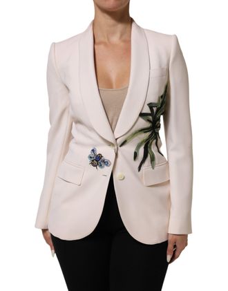 Dolce & Gabbana Womens Beige Embroidered Single Breasted Jacket Clothing