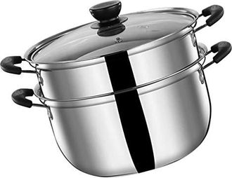 Cabilock Marmite &Agrave; Vapeur En Acier Inoxydable 24 Cm Casserole Pratique Pour Cuisson Vapeur Compatible Toutes Sources De Chaleur Maison Et Cuisine