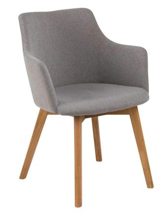 AC Design Furniture Kim Carver Esszimmerst&uuml;hle, B: 62 x T:59 x H: 80 cm, Hellgrau/Eiche, Stoff, 2 Stk